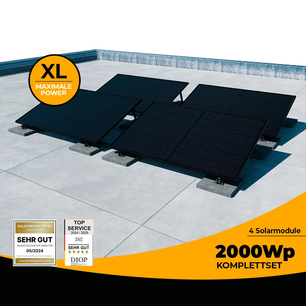 Postbalkonkraftwerk 2000 Watt Komplettset Glas Folie Ohne Halterung Ohne Speicher